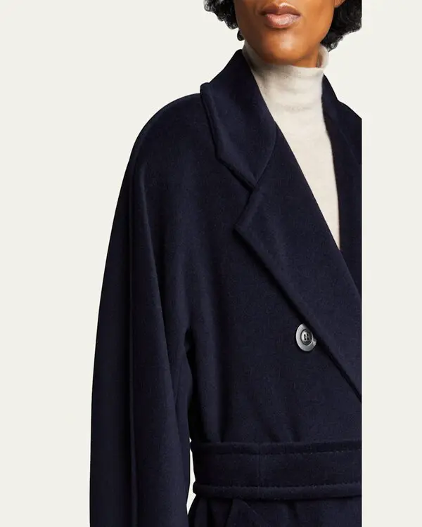 Max Mara Madame Belted Wool-cashmere Coat - Navy