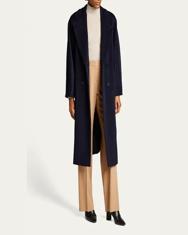 Max Mara Madame Belted Wool-cashmere Coat - Navy