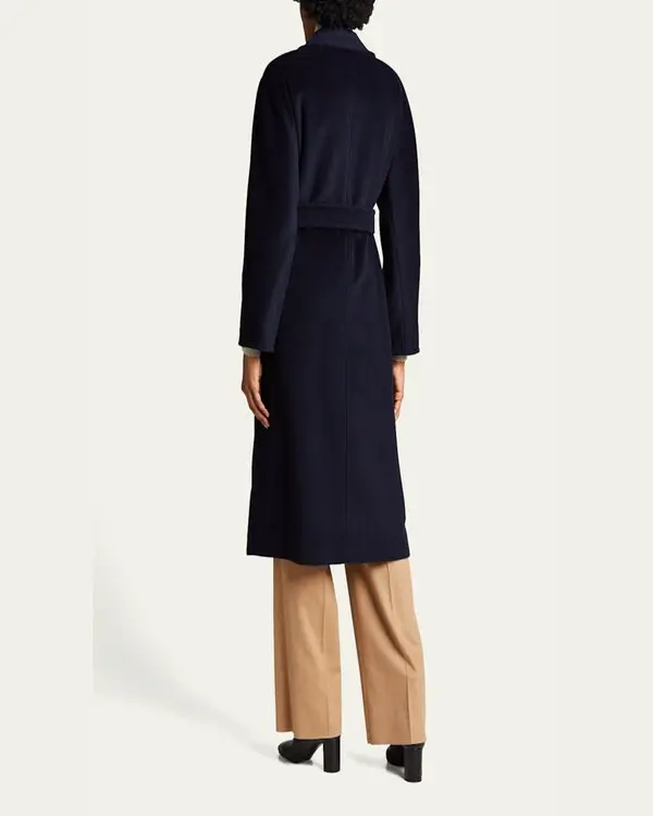 Max Mara Madame Belted Wool-cashmere Coat - Navy