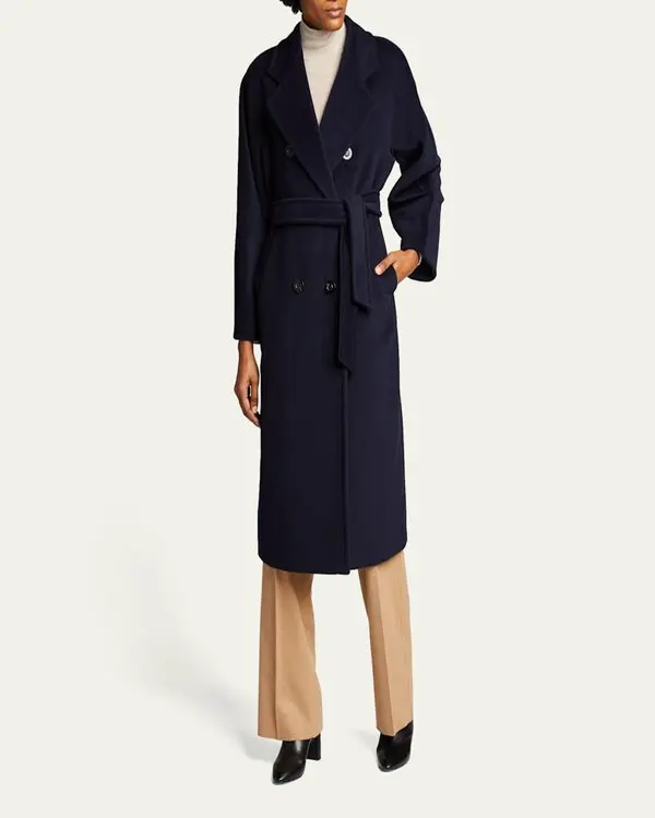 Max Mara Madame Belted Wool-cashmere Coat - Navy