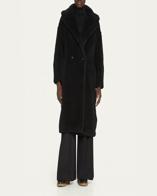 Max Mara Alpaca-silk Teddy Knit Coat - Black