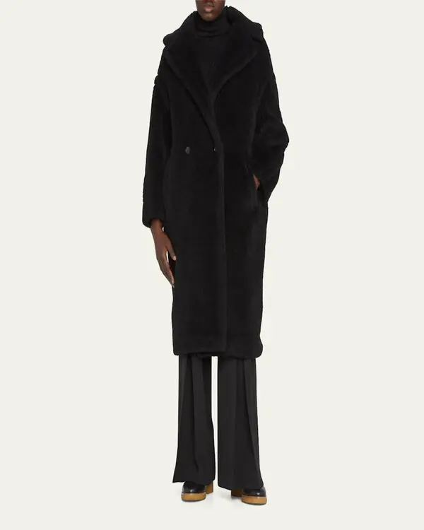 Max Mara Alpaca-silk Teddy Knit Coat - Black