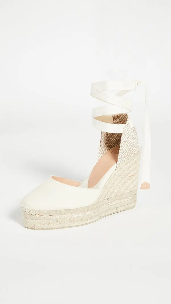 CastaÑer Carina Espadrille Platform Wedges - Ivory