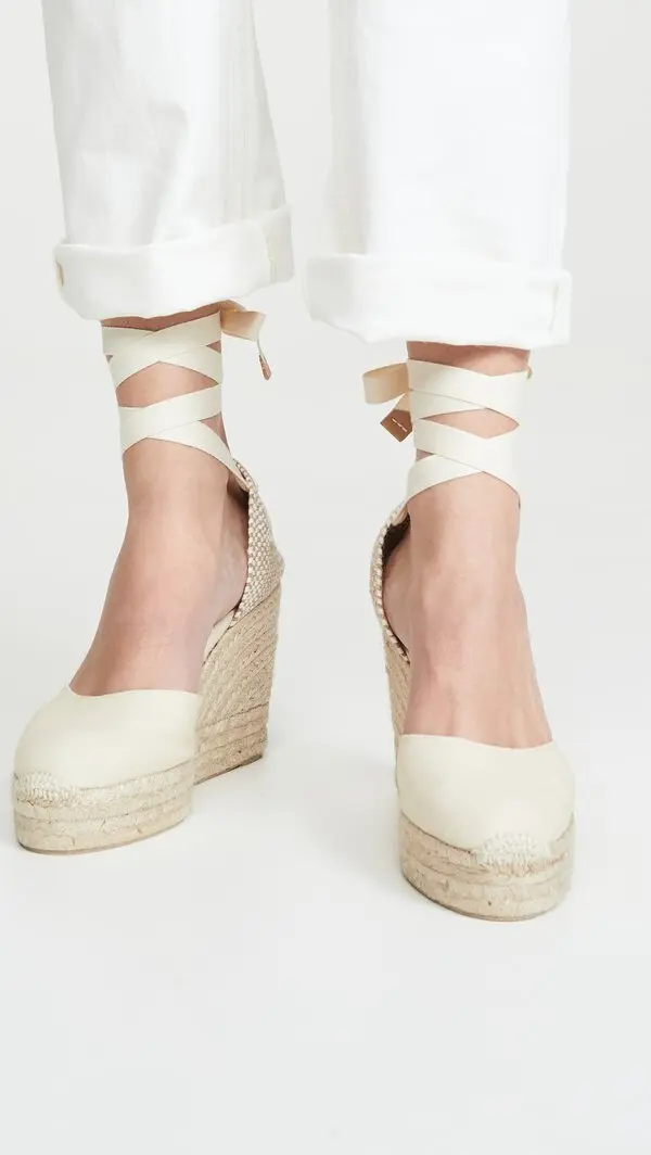 CastaÑer Carina Espadrille Platform Wedges - Ivory