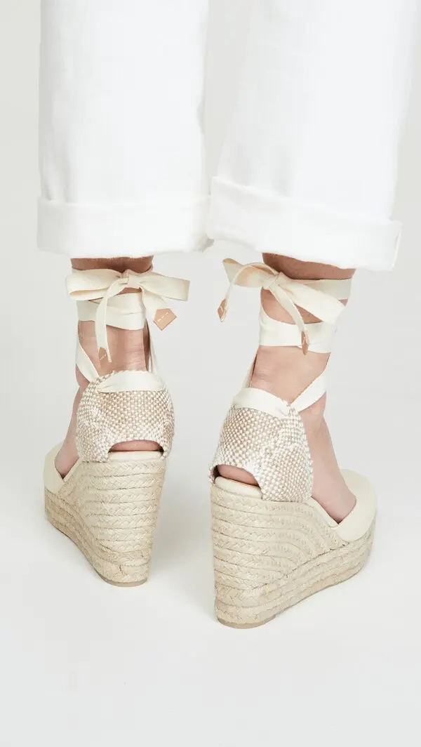 CastaÑer Carina Espadrille Platform Wedges - Ivory
