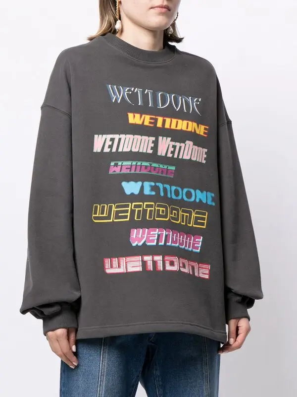 We11Done Oversized Logo Print Sweatshirt - Grey