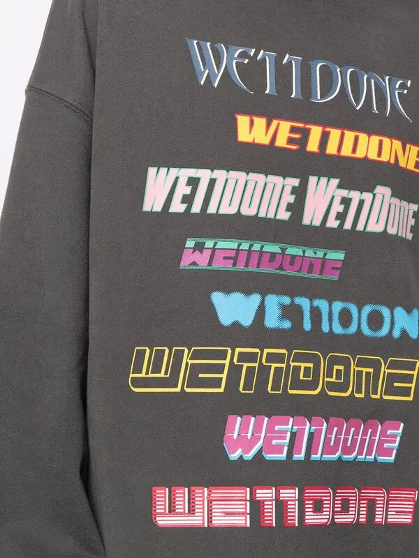 We11Done Oversized Logo Print Sweatshirt - Grey