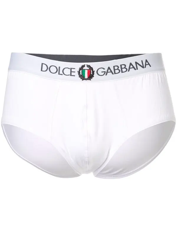 Dolce & Gabbana Elastic Waist Logo Briefs - White