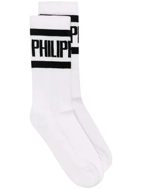 Philipp Plein Logo Print Socks - White