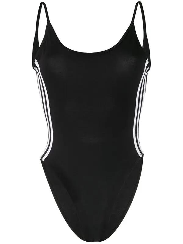Adidas Striped Open-back Bodysuit - Black