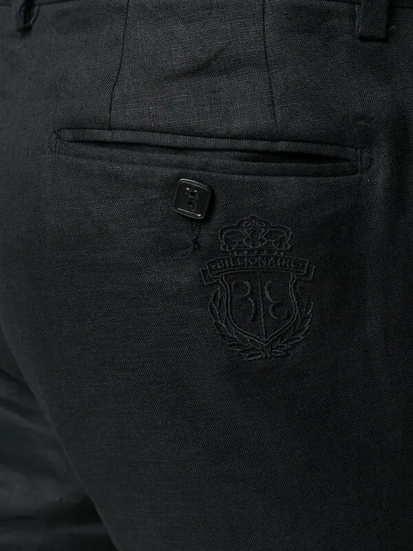 BILLIONAIRE Embroidered Tailored Trousers - Black