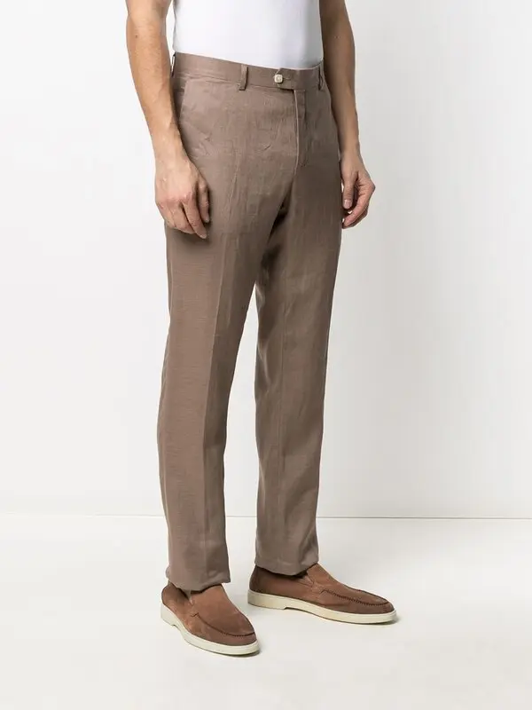 BILLIONAIRE Tailored Trousers With Crest Embroidery - Brown