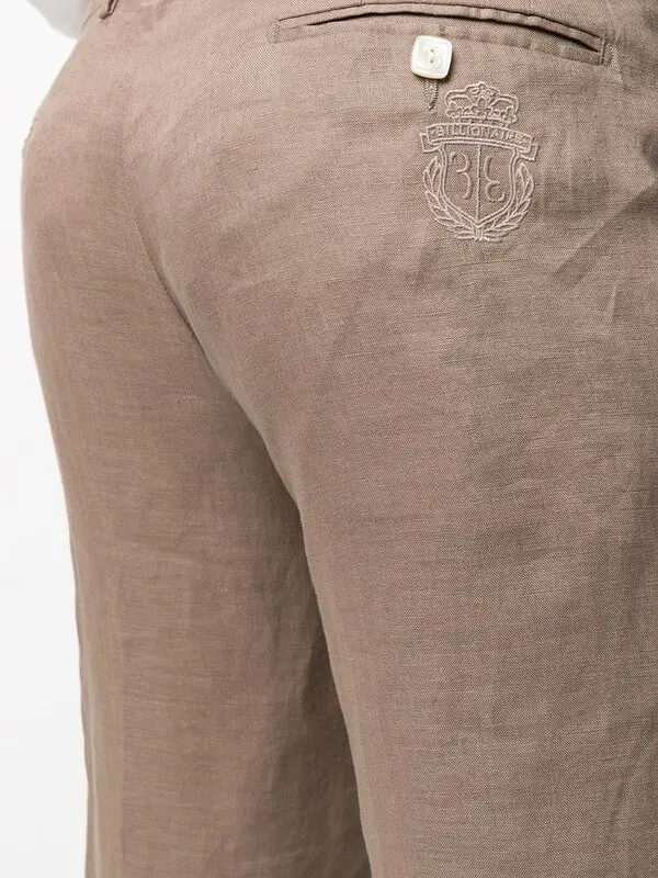 BILLIONAIRE Tailored Trousers With Crest Embroidery - Brown