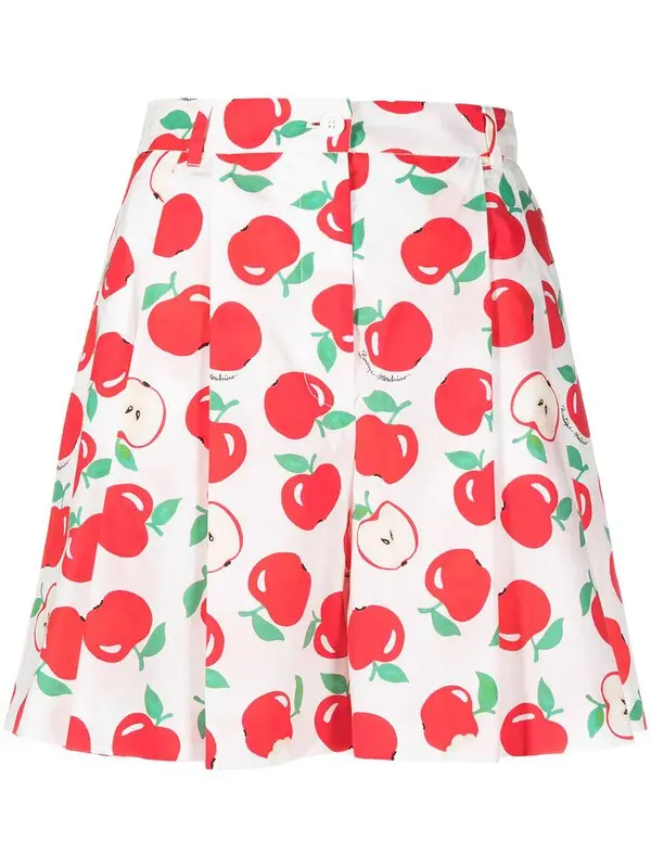 Moschino Apple Print Pleated Shorts