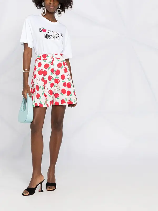 Moschino Apple Print Pleated Shorts