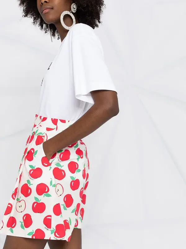 Moschino Apple Print Pleated Shorts