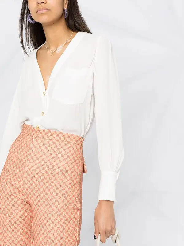 Elisabetta Franchi V-neck Long-sleeve Blouse
