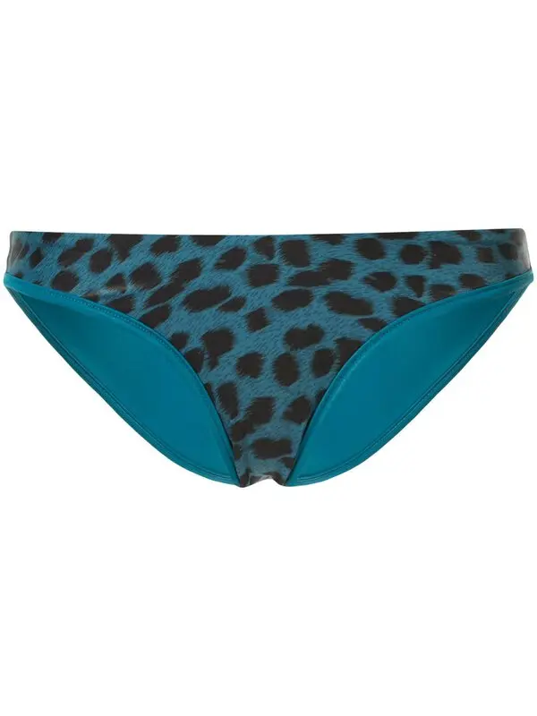 DUSKII Reversible Leopard-print Bikini Bottoms - Green