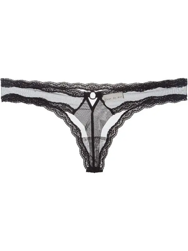 Fleur Du Mal Sheer Tulle Thong - Black