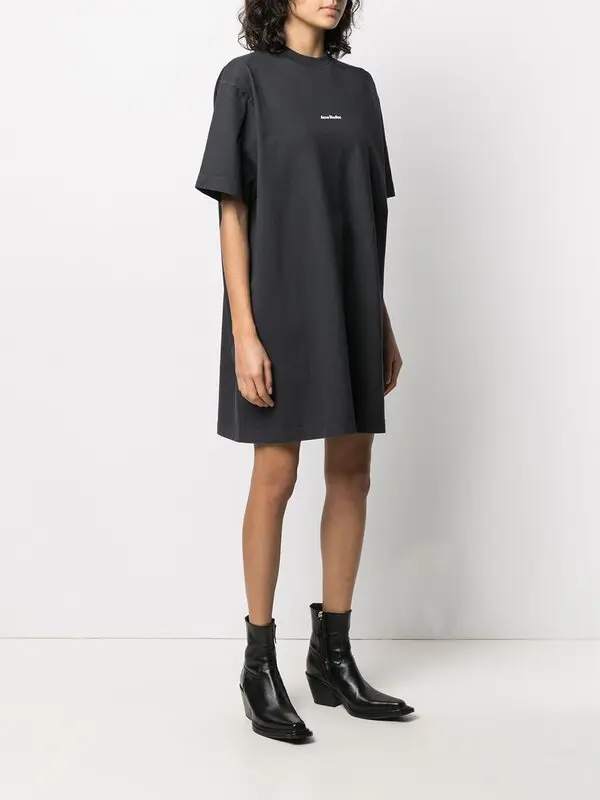 Acne Studios Logo Print T-Shirt Dress - Grey | Editorialist