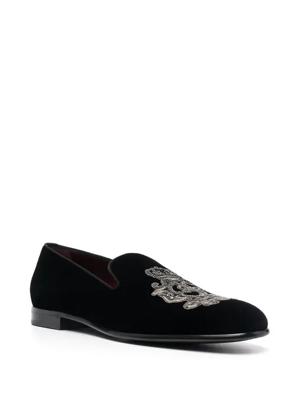 Dolce & Gabbana Leonardo Embroidered Slippers - Black