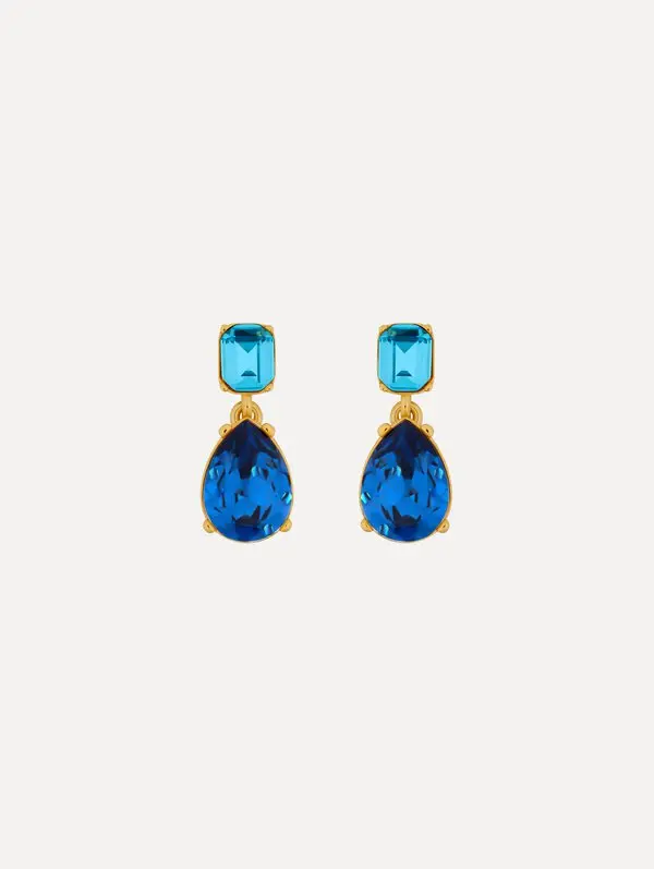 Oscar De La Renta Crystal Drop Earrings - Blue