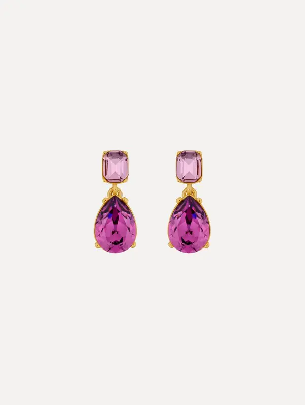 Oscar De La Renta Crystal Drop Earrings - Purple