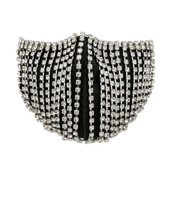 AREA - AREA Crystal Fringe Mask Accessory In Metallic Silver