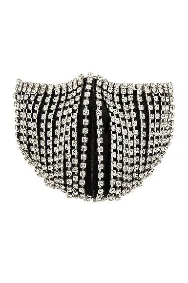 AREA - AREA Crystal Fringe Mask Accessory In Metallic Silver