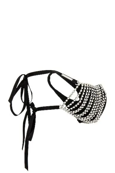 AREA - AREA Crystal Fringe Mask Accessory In Metallic Silver