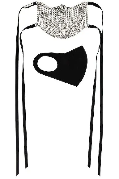 AREA - AREA Crystal Fringe Mask Accessory In Metallic Silver