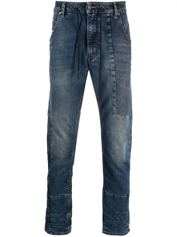 DIESEL® Faded Effect Mid-rise Straight Leg Jeans - Blue