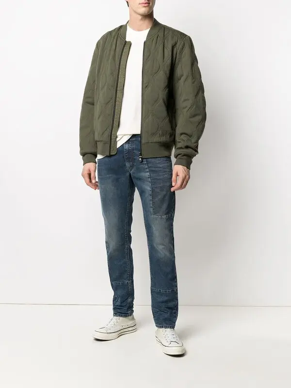 DIESEL® Faded Effect Mid-rise Straight Leg Jeans