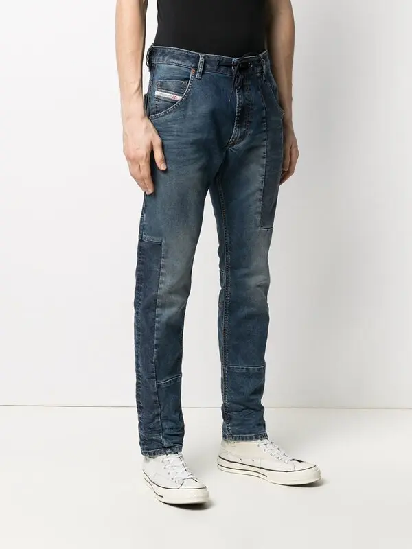 DIESEL® Faded Effect Mid-rise Straight Leg Jeans