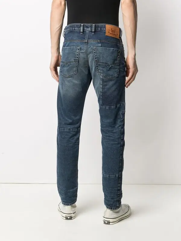 DIESEL® Faded Effect Mid-rise Straight Leg Jeans