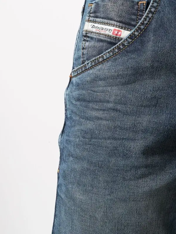 DIESEL® Faded Effect Mid-rise Straight Leg Jeans
