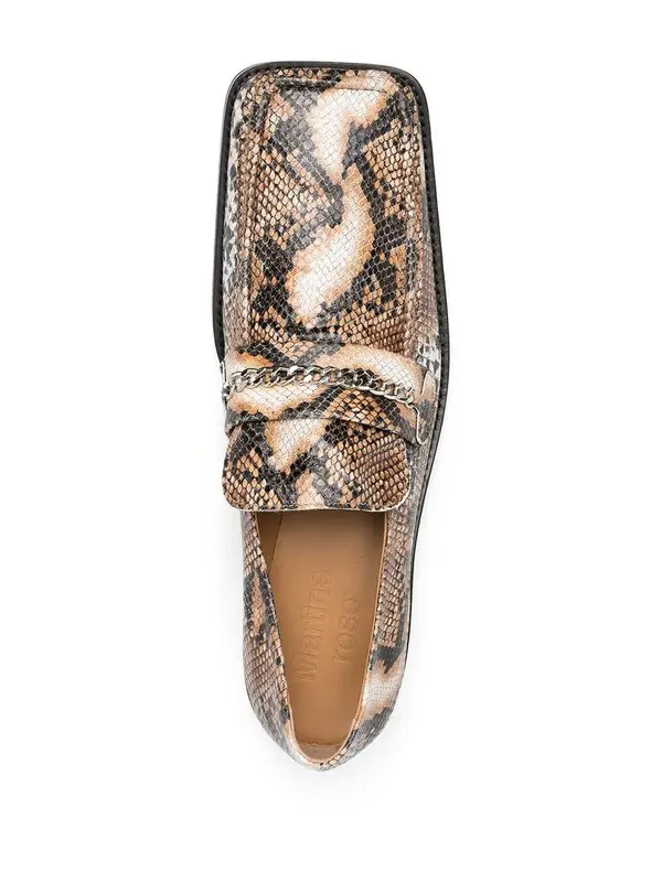 Martine Rose Square-Toe Python Loafers In Neutrals - 35% Off