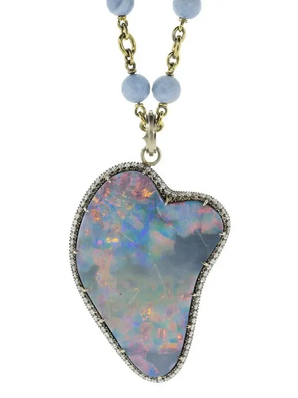 SYLVA & CIE 18kt White Diamond And Opal Pendant - Gold
