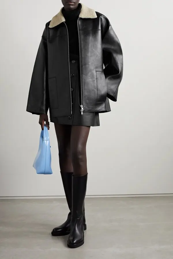 STAND STUDIO Emery Shearling-trimmed Leather Jacket