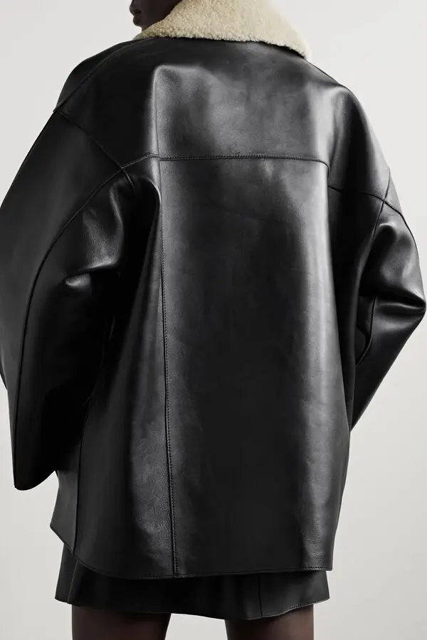 STAND STUDIO Emery Shearling-trimmed Leather Jacket