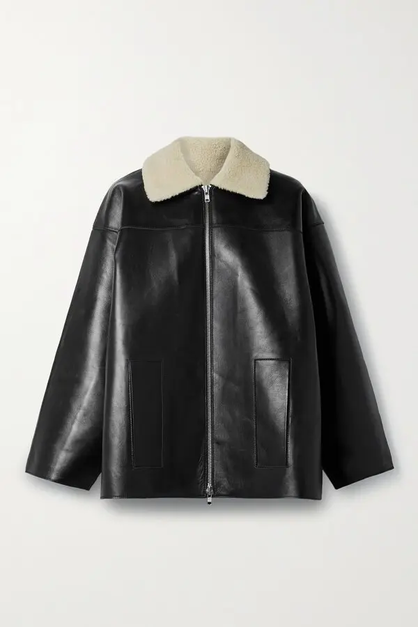 STAND STUDIO Emery Shearling-trimmed Leather Jacket