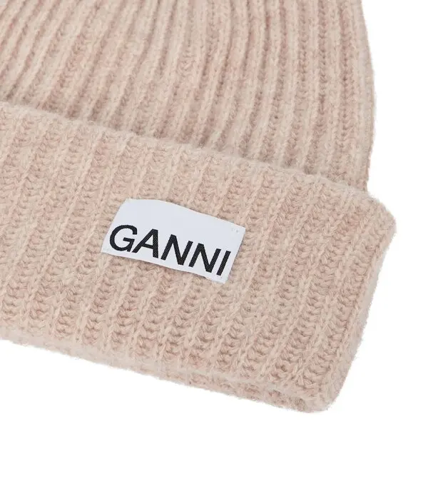 GANNI Wool-blend Beanie - Beige