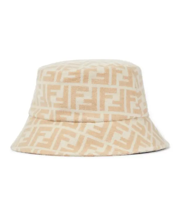 Fendi Ff Wool And Silk Bucket Hat - White | Editorialist display picture 2