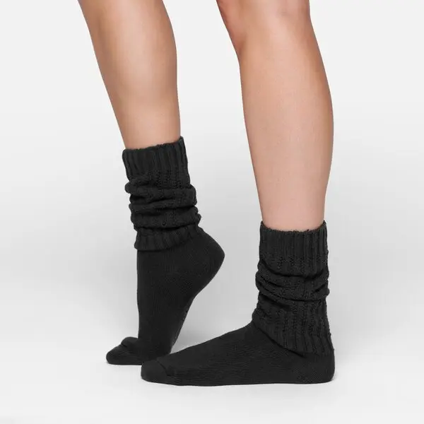 SKIMS Cable Knit Slouch Socks - Soot