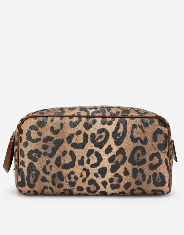 Dolce & Gabbana Airpods Case In Leopard-print Crespo With Branded Plate - Multicolor