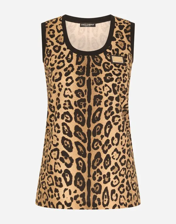Dolce & Gabbana Leopard-print Jersey Tank Top - Multicolor