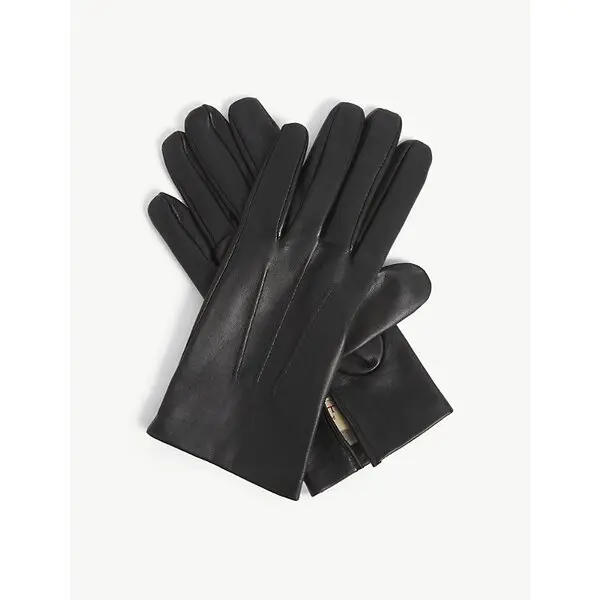 DENTS Hand-stitched Silk-lined Leather Gloves - Black