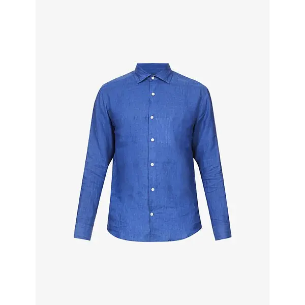 Frescobol Carioca Antonio Regular-fit Cutaway-collar Linen Shirt - Navy