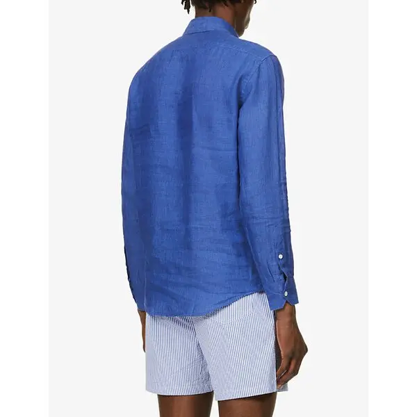 Frescobol Carioca Antonio Regular-fit Cutaway-collar Linen Shirt - Navy