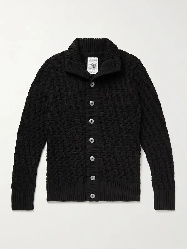 S.N.S. HERNING Stark Textured Virgin Wool Cardigan - Black